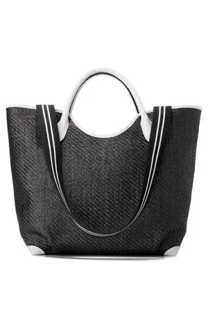 Cole Haan Amagansett Raffia Tote - Black Straw