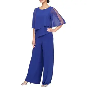 SL FASHIONS Tiered Capelet Jumpsuit