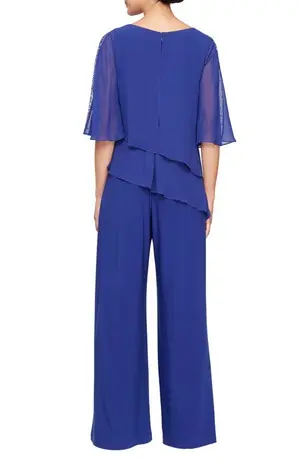 SL FASHIONS Tiered Capelet Jumpsuit