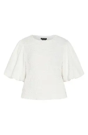 City Chic Chrissie Balloon Sleeve Textured Top
