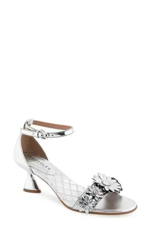 Aerosoles Jazzier Ankle Strap Sandal - Silver Mirror Floral Leather