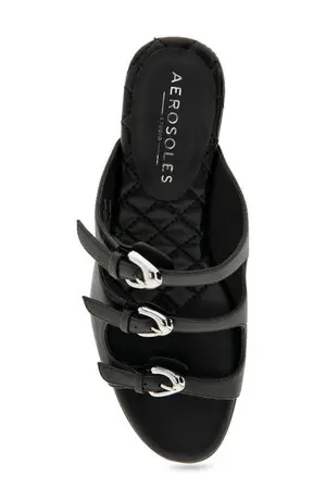 Aerosoles Jenna Slide Sandal - Black Leather