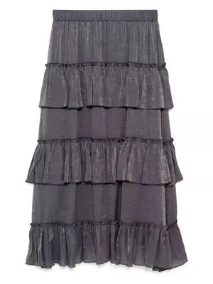 B+AB Tiered Ruffle Midi Skirt