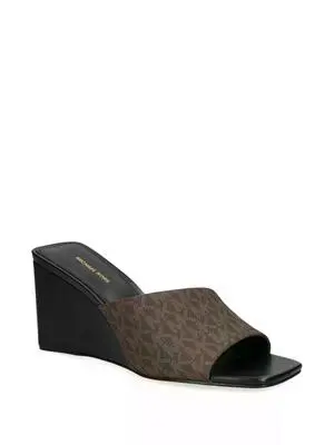 Michael Kors 60mm Monogram Print Wedge Sandals