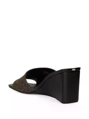 Michael Kors 60mm Monogram Print Wedge Sandals