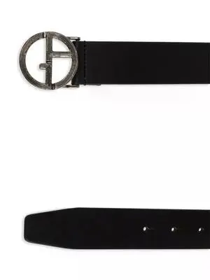 Giorgio Armani Logo Leather Belt - Black