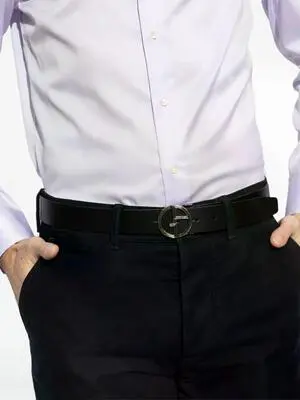 Giorgio Armani Logo Leather Belt - Black