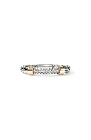 John Hardy Essentials Diamond Band Ring - Silver And Gold White Diamond