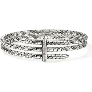 John Hardy Spear Diamond Cuff - Silver White Diamond