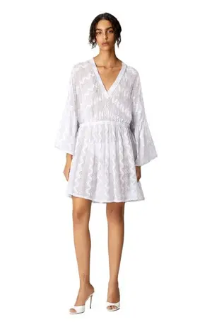 Missoni Cover-up Dress In Zig Zag Lamé Viscose With Wide Sleeves - Silver
