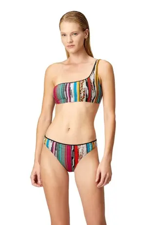 Missoni One-shoulder Bikini In Lamé Slub Viscose - Multicoloured