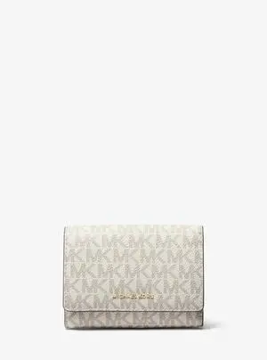 Michael Kors Bryant Medium Signature Logo Wallet In By - Natural