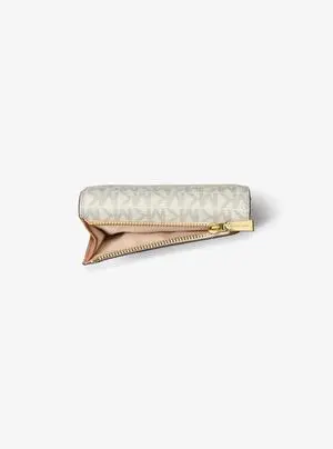 Michael Kors Bryant Medium Signature Logo Wallet In By - Natural