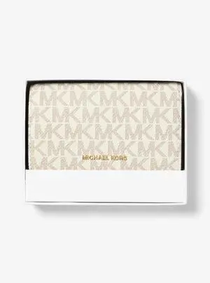 Michael Kors Bryant Medium Signature Logo Wallet In By - Natural