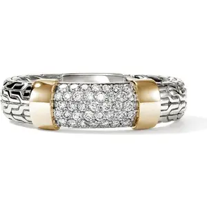 John Hardy Jh Essentials Diamond Ring - Silver And Gold White Diamond