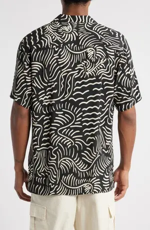 Oas Lorenzo Abstract Botanic Print Viscose Camp Shirt