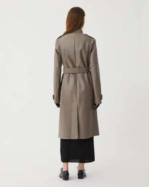 Veronica De Piante Celine Nappa Leather Coat - Gray