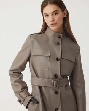 Veronica De Piante Celine Nappa Leather Coat - Gray
