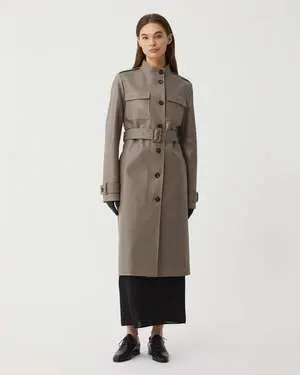 Veronica De Piante Celine Nappa Leather Coat - Smog