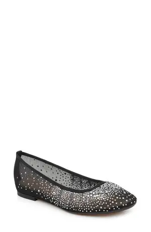 Badgley Mischka Nuala Embellished Flat - Black Mesh