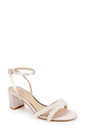 Badgley Mischka Ninnette Embellished Sandal - Champagne Satin