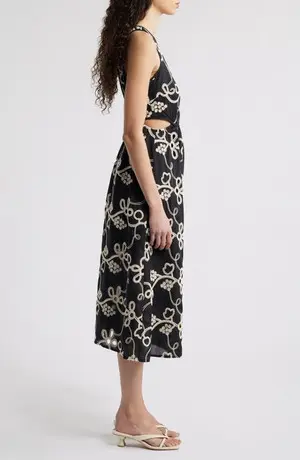 Sam Edelman Rope Embroidery Sleeveless Dress - Black