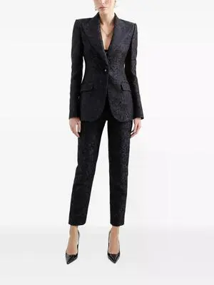 Dolce & Gabbana Floral-jacquard Single-breasted Blazer - Black