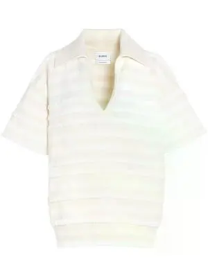 BARRIE Striped Polo Top - White