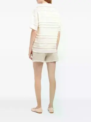 BARRIE Striped Polo Top - White