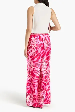 Camilla Pleated Printed Silk-twill Pants