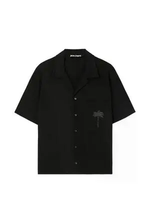 Palm Angels Palm Tree Bowling Shirt Ss - Black