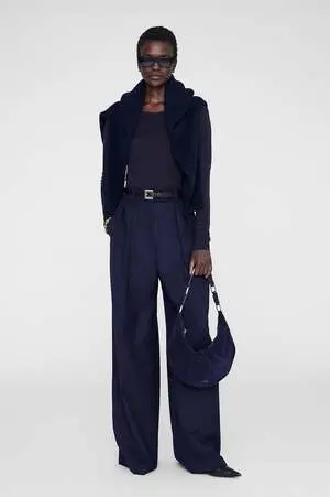 ANINE BING Kate Hobo Bag - Navy Suede