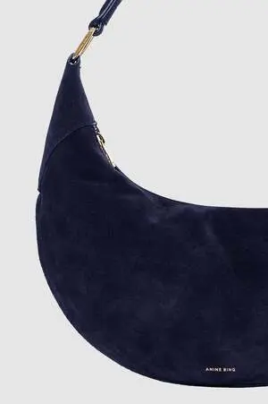ANINE BING Kate Hobo Bag - Navy Suede