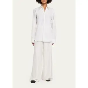 Eskandar Linen Flared Trousers - White