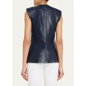 Veronica Beard Tamara Leather Vest - Navy