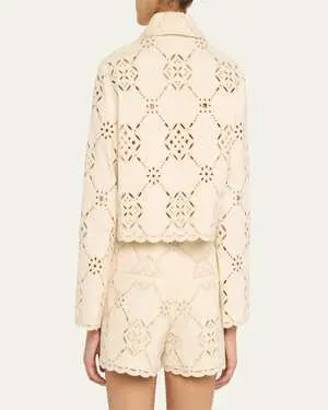Veronica Beard Adelaide Eyelet-embroidered Jacket - Ecru