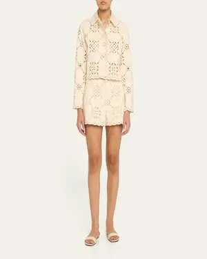 Veronica Beard Adelaide Eyelet-embroidered Jacket - Ecru