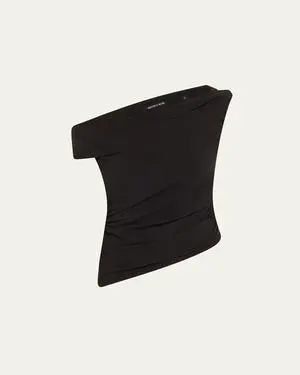 Veronica Beard Veronica Beard Delanna One-Shoulder Jersey Top - Black