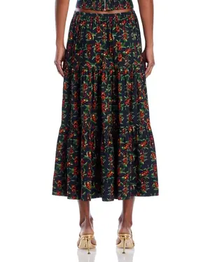 Aqua The White Lotus X Monkey Print Midi Skirt