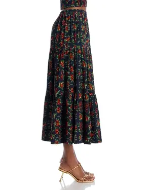 Aqua The White Lotus X Monkey Print Midi Skirt
