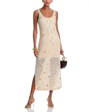 Aqua The White Lotus X Crochet Sleeveless Maxi Dress Exclusive - Natural