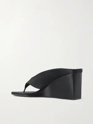 Alaïa Satin Wedge Sandals - Black