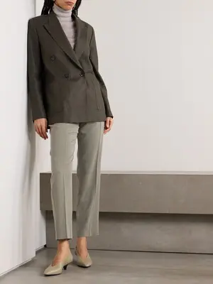 Loro Piana Hudson Cropped Pleated Wool Tapered Trousers