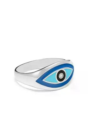 NIALAYA JEWELRY Evil Eye Band Ring - Silver