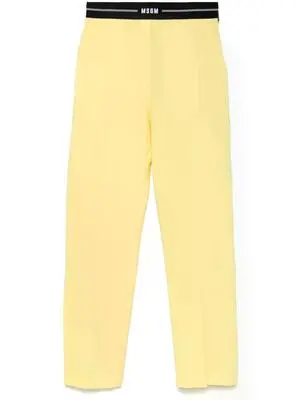 MSGM Logo-waistband Trousers - Yellow