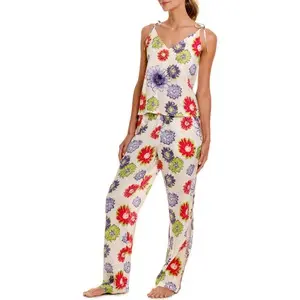 THE LAZY POET Amelie Floral Linen Pajamas - White