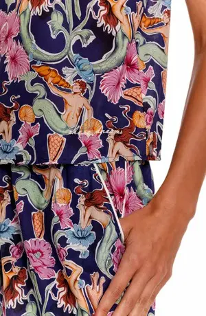 THE LAZY POET Amelie Mixed Print Cotton Pajamas - Blue