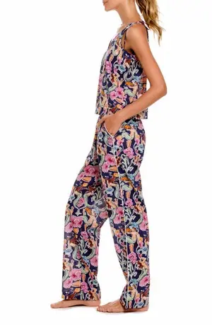 THE LAZY POET Amelie Mixed Print Cotton Pajamas - Blue