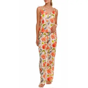THE LAZY POET Amelie Floral Cotton Pajamas - Light Beige