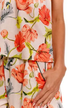 THE LAZY POET Amelie Floral Cotton Pajamas - Light Beige